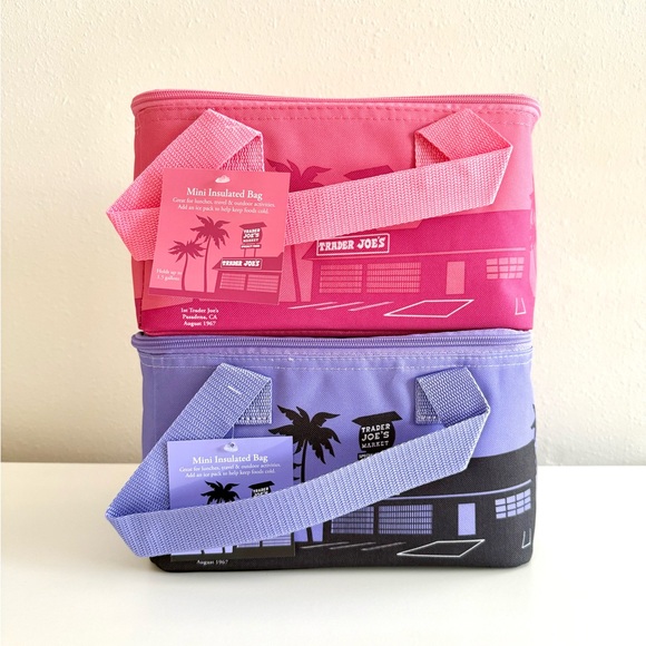 Trader Joe'S | Bags | Baby Pink Trader Joes Mini Insulated Tote Mini Cooler Bag | Poshmark